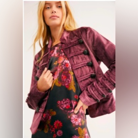 Free People | Jackets & Coats | Free People Velvet Military Style ...